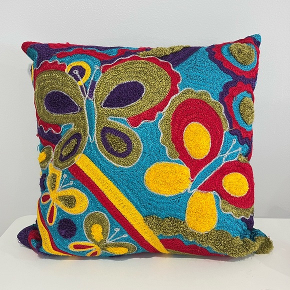 Pier 1 | Bedding | Pier Embroidered Colorful Butterfly Pillow 15x15 ...
